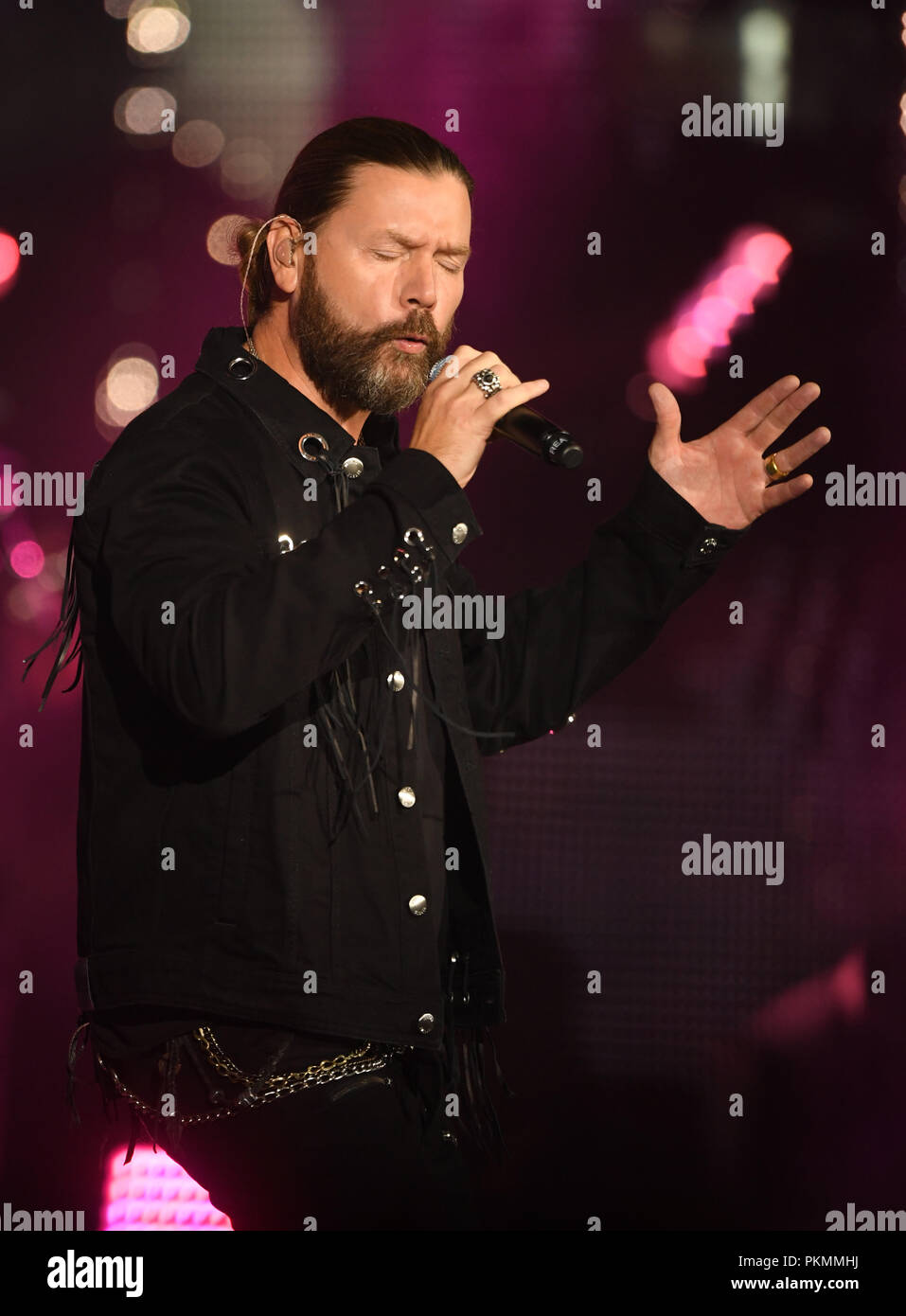 13 September 2018, Baden-Wuerttemberg, Baden-Baden: Singer Rea Garvey performing during the ...