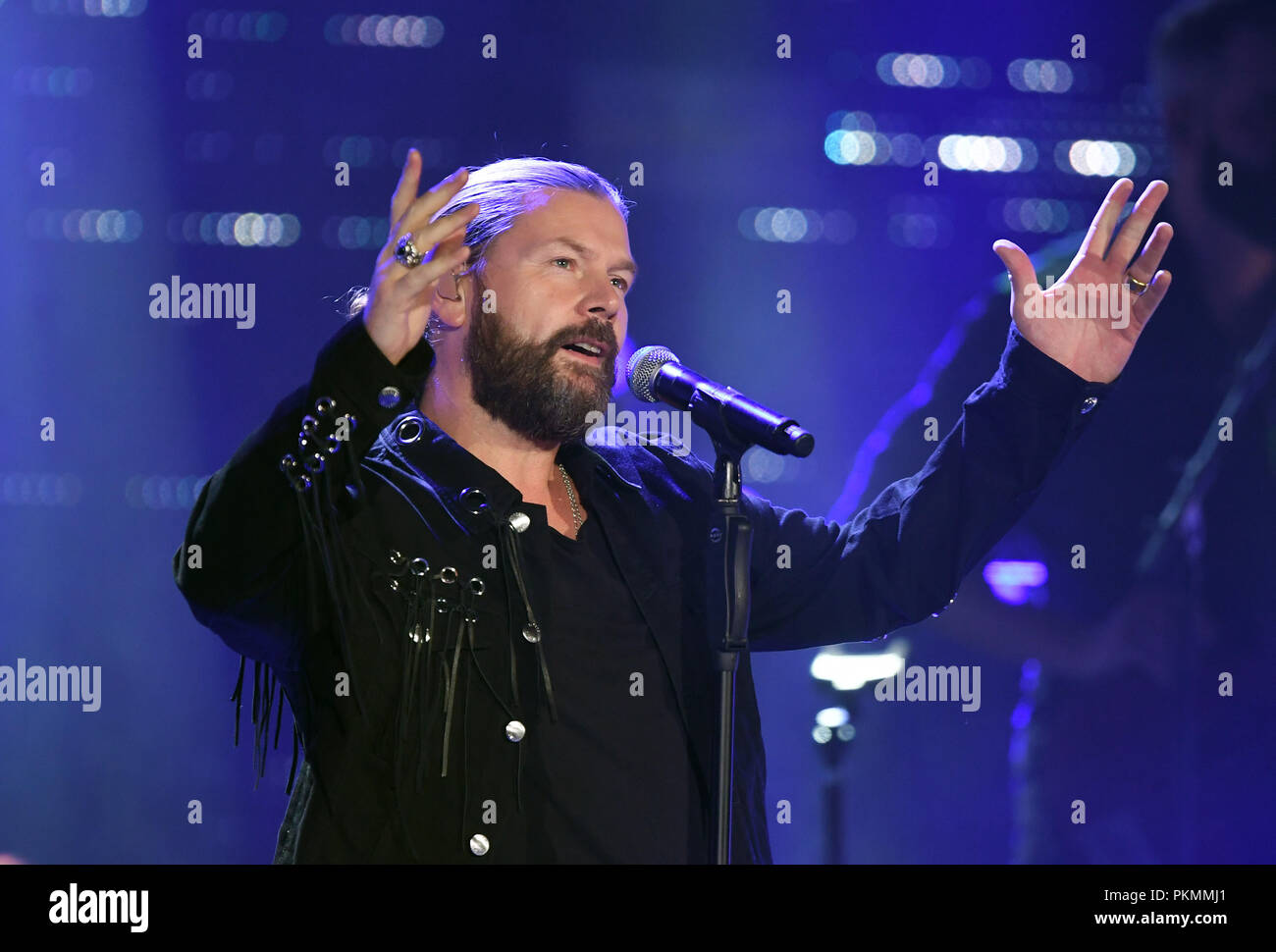 13 September 2018, Baden-Wuerttemberg, Baden-Baden: Singer Rea Garvey performing during the ...