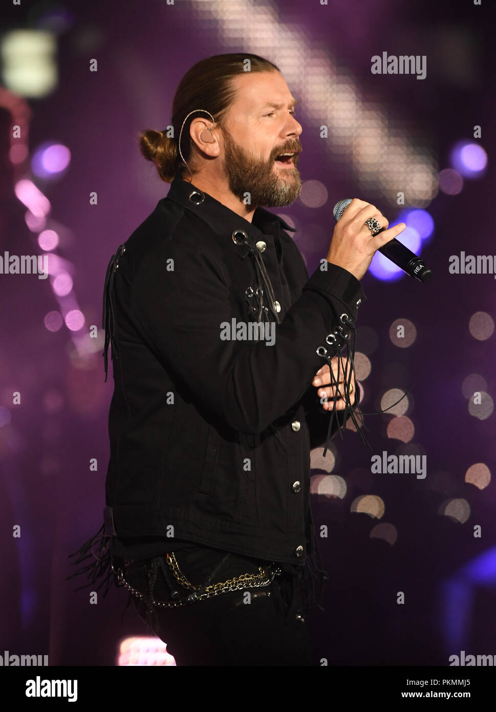 13 September 2018, Baden-Wuerttemberg, Baden-Baden: Singer Rea Garvey performing during the ...