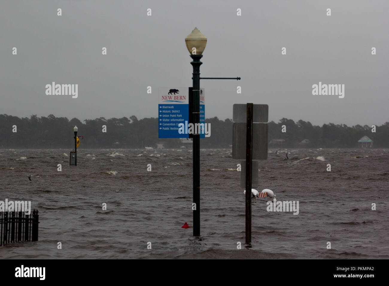 New Bern, NC, USA. 13th Sep, 2018. Major flooding is seen nearly ...