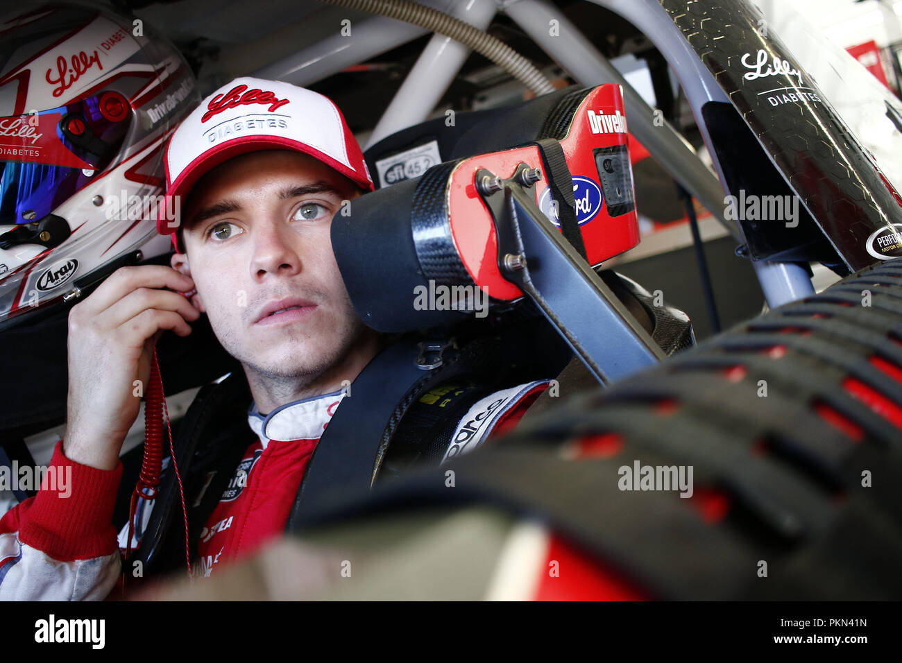 Las Vegas, Nevada, USA. 14th Sep, 2018. Ryan Reed (16) straps into his ...