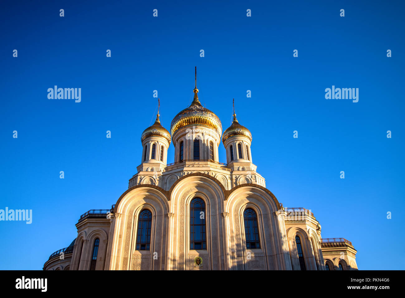 Beautiful orthodox church in evening sunset light Stock Photo - Alamy