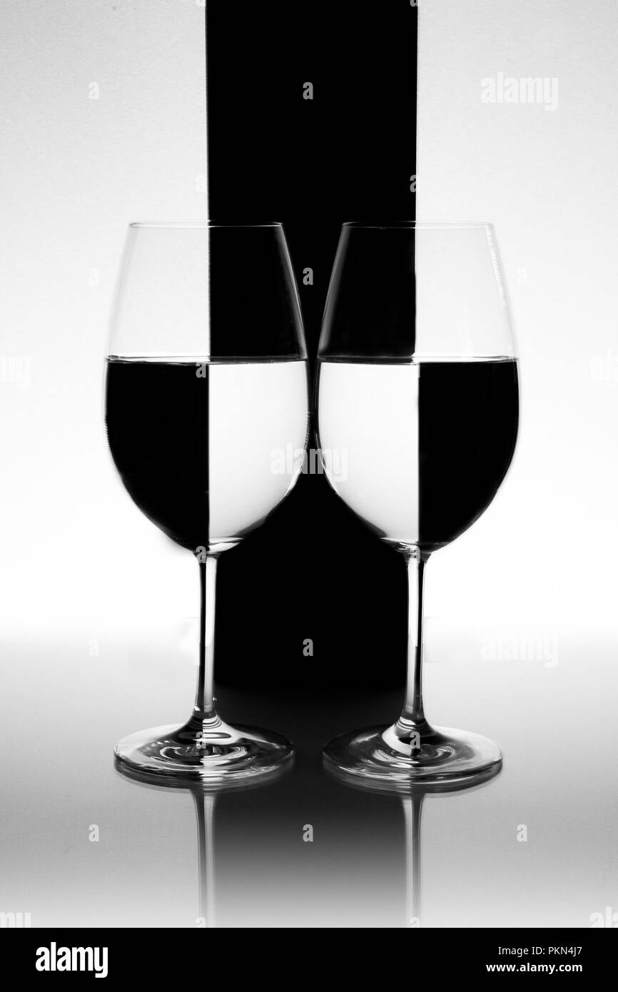 Two water glasses in black and white Stock Photo - Alamy