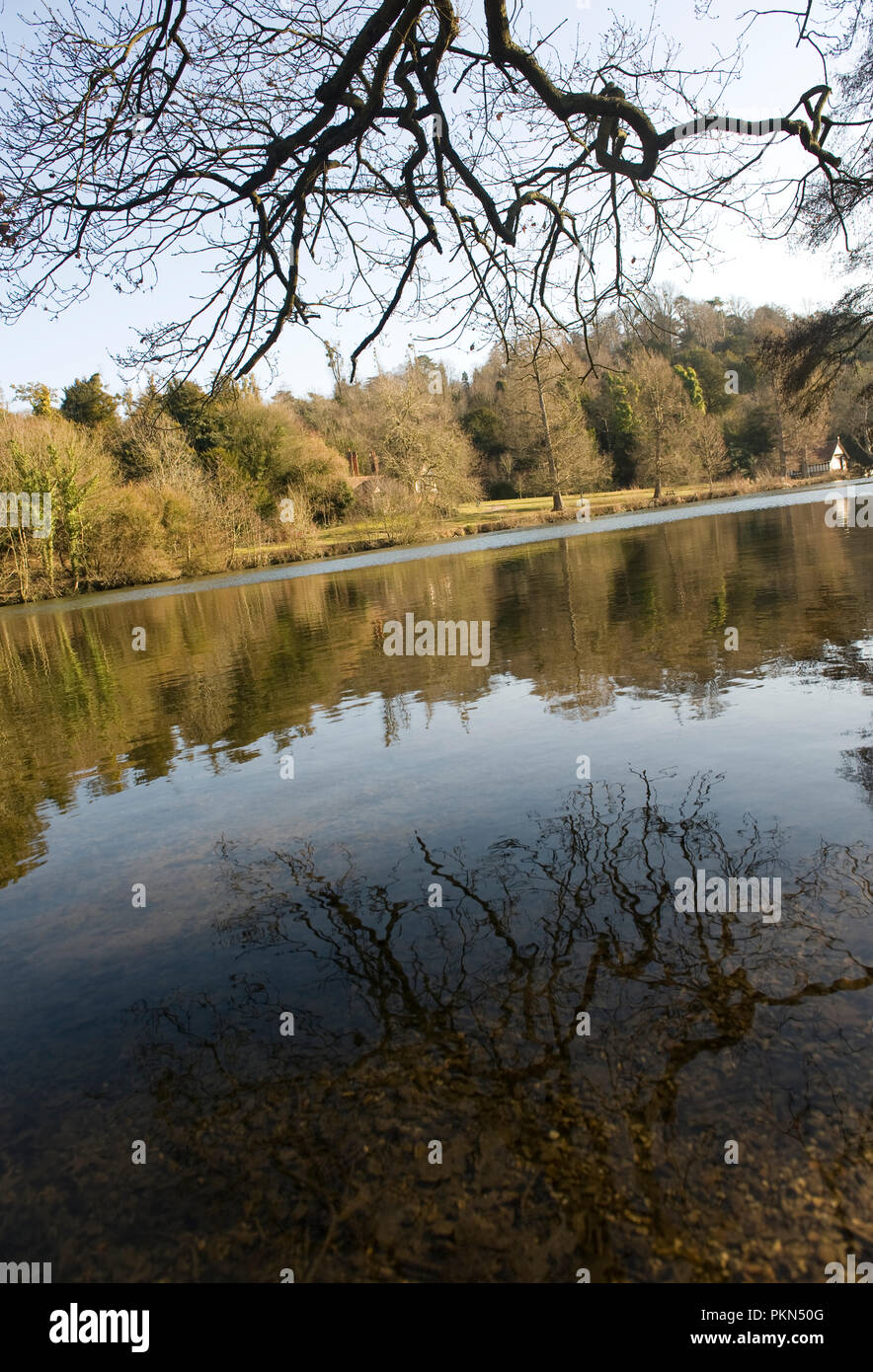River Thames at Cookham, on the Thames path opposite Cliveden, on a ...