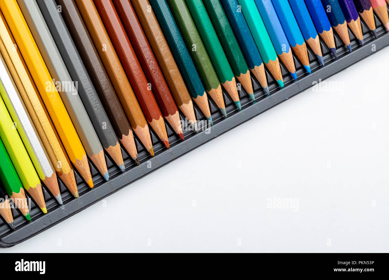 Colored pencils texture. Foreground. Colors of autumn and winter. Start ...