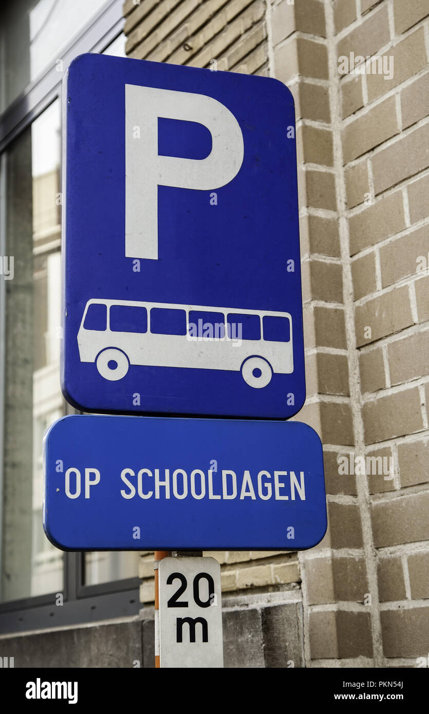 Dutch bus stop signal, sign for school days, transportation Stock Photo ...