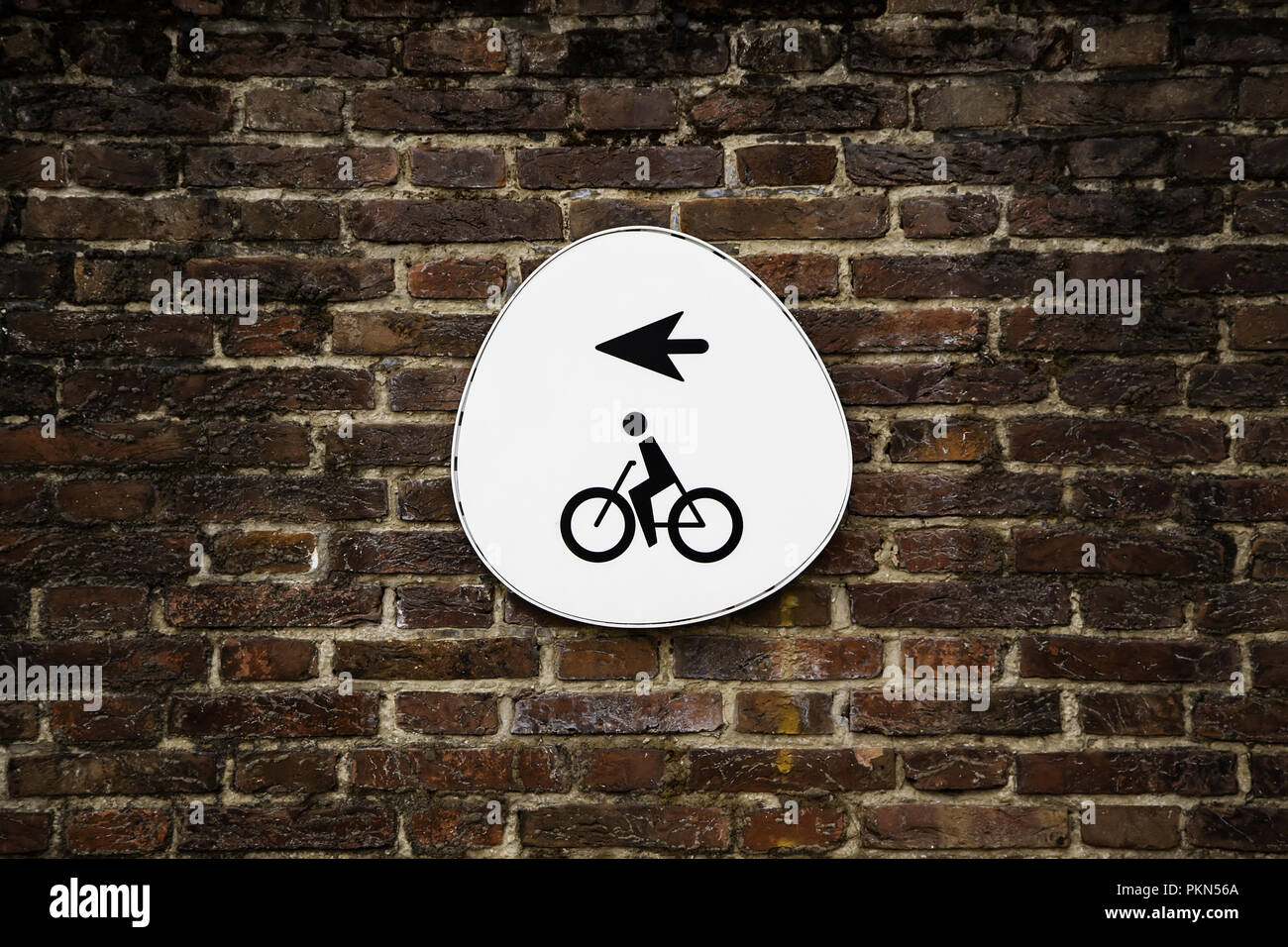 Bicycle sign with arrow, detail of information, transport Stock Photo ...