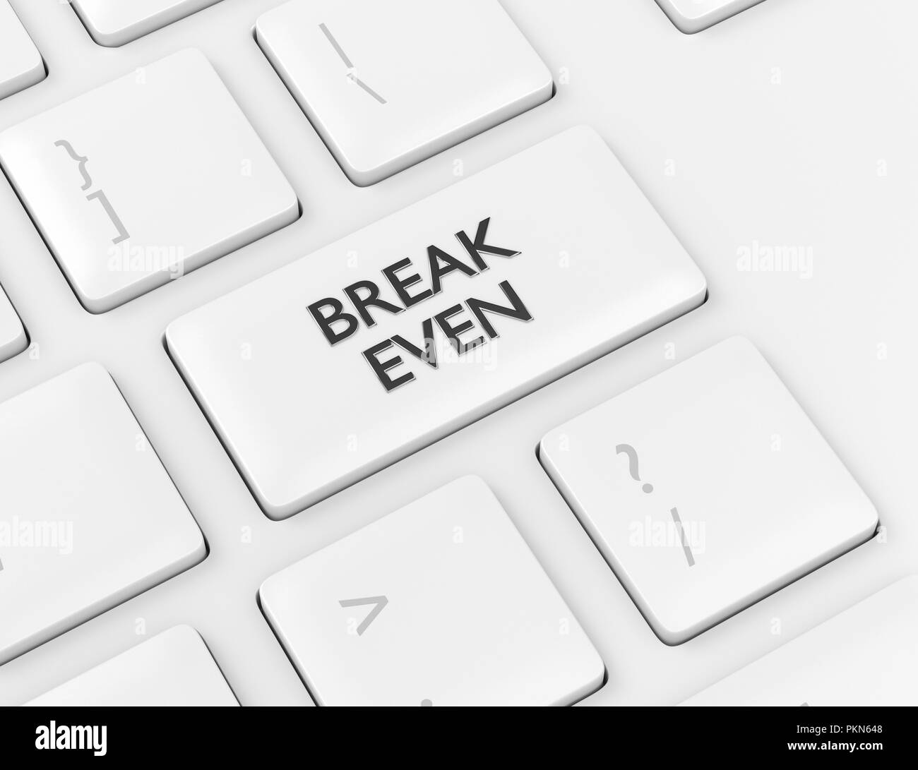 3d render of computer keyboard with BREAK EVEN button. Stock market ...