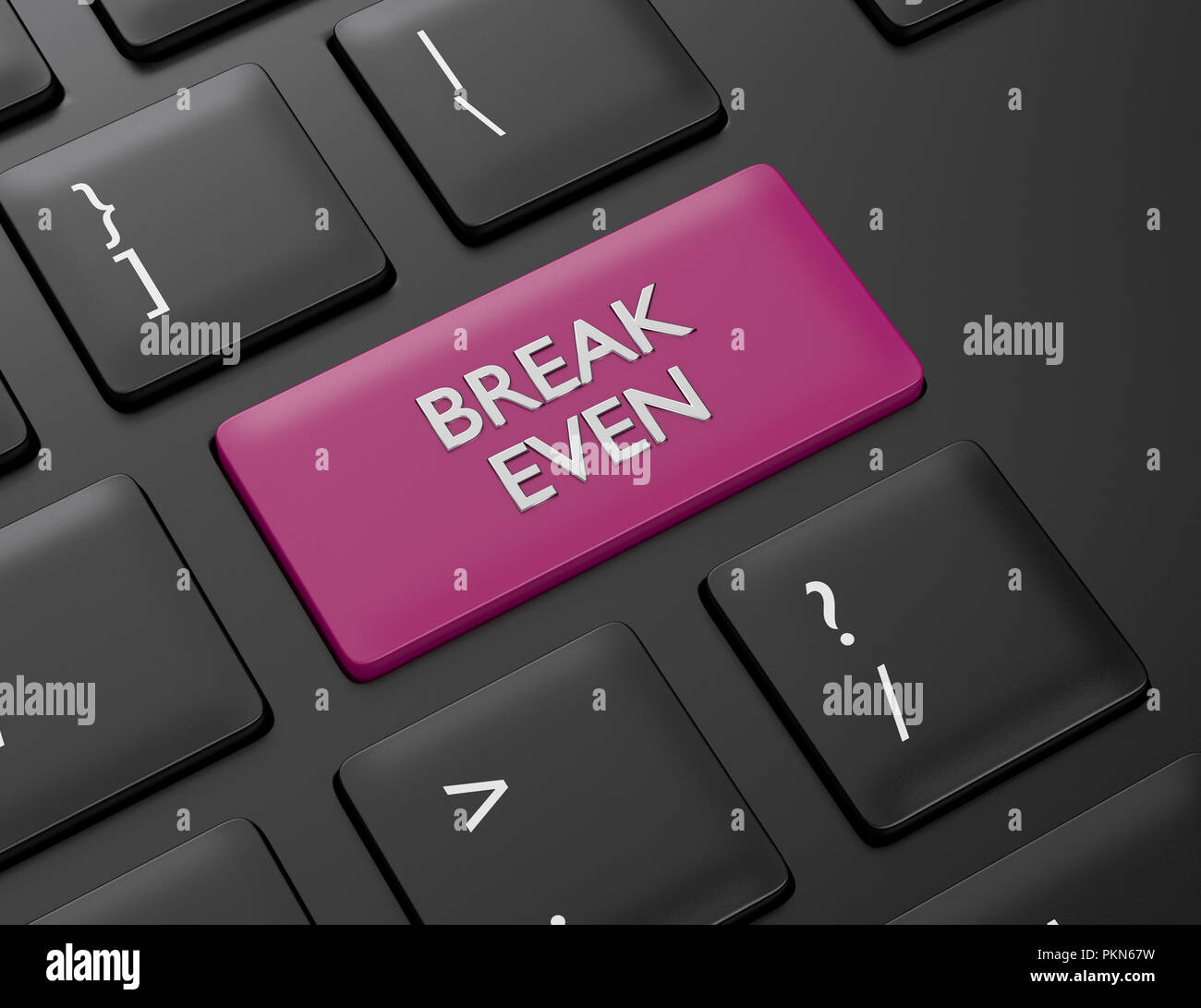 3d render of computer keyboard with BREAK EVEN button. Stock market ...