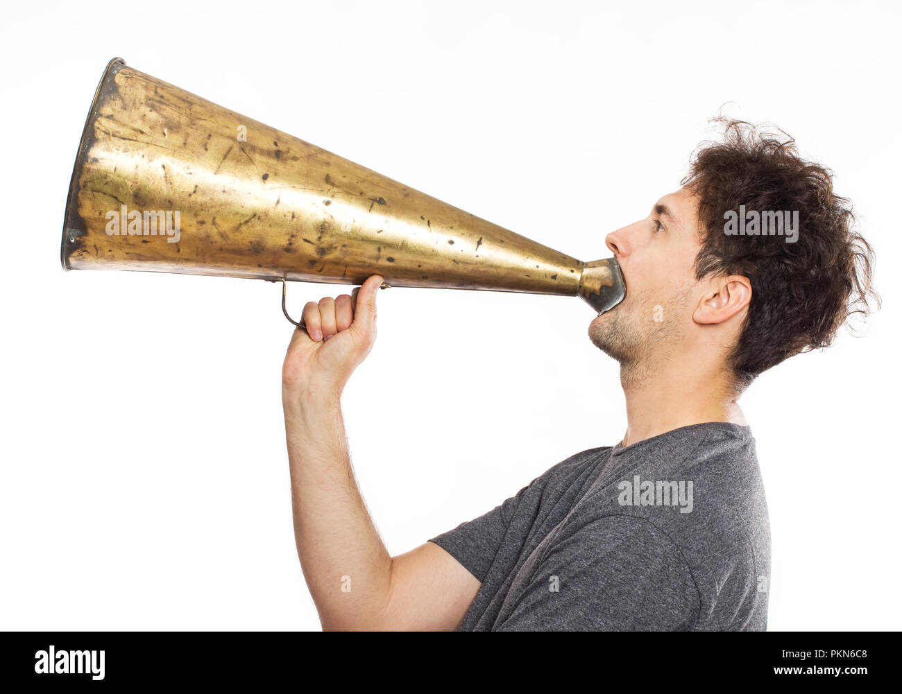 Man megaphone vintage hi-res stock photography and images - Alamy