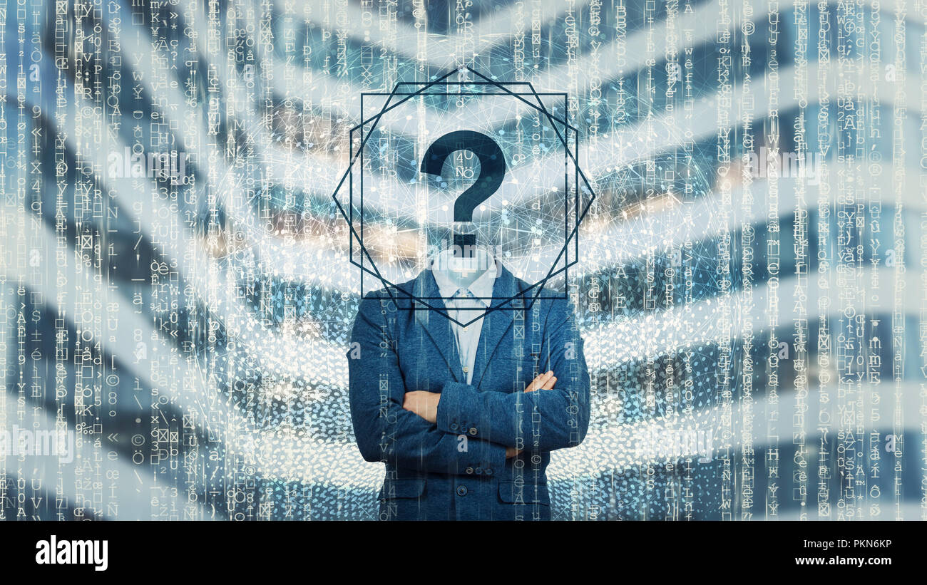 Surreal image as an adult online anonymous internet hacker with ...