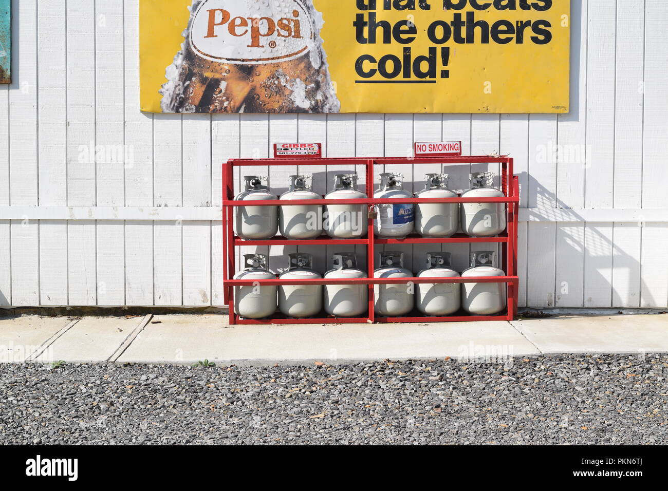 Propane gas tanks outside a store Stock Photo - Alamy