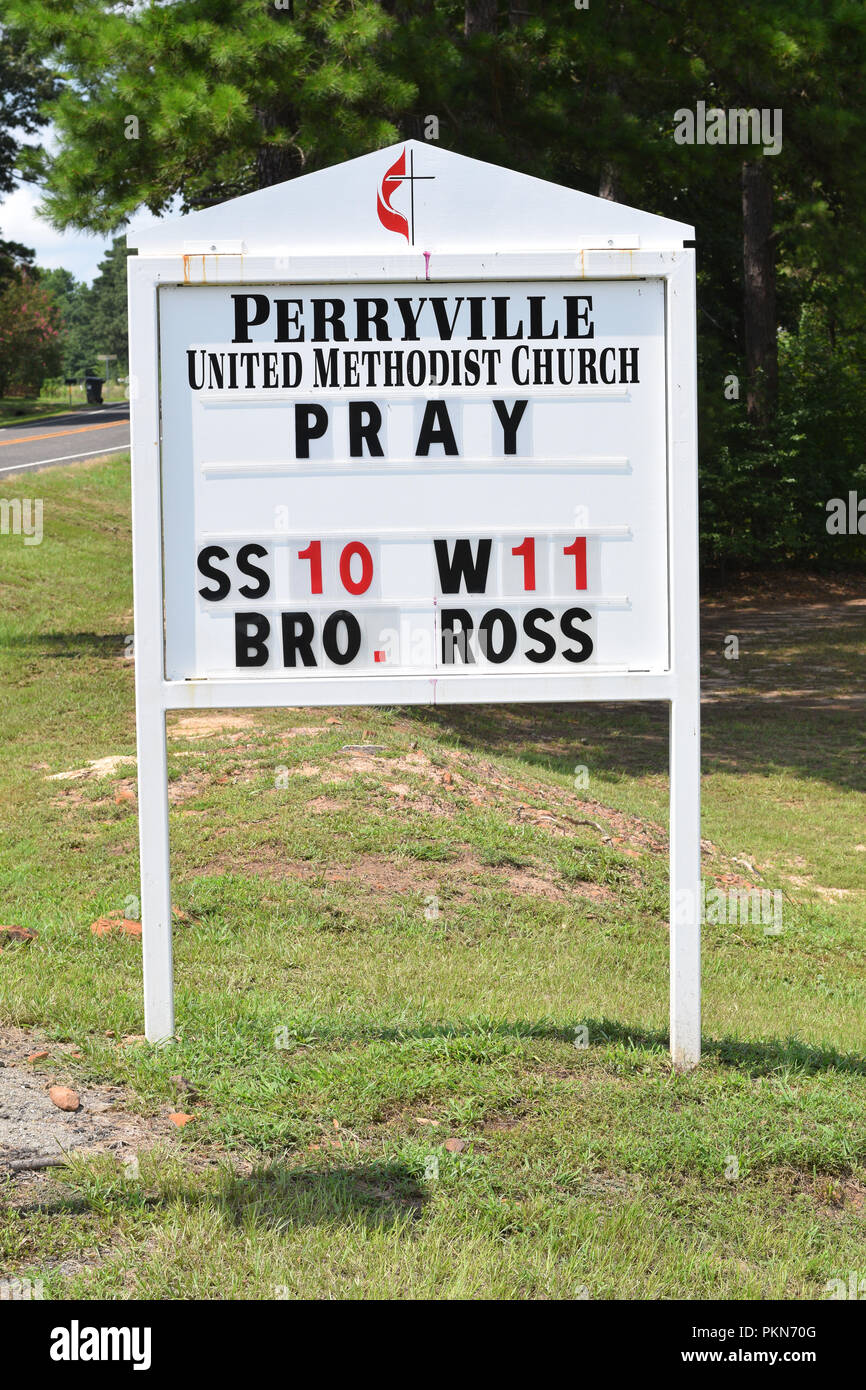 Small town United Methodist Church Sign Stock Photo - Alamy