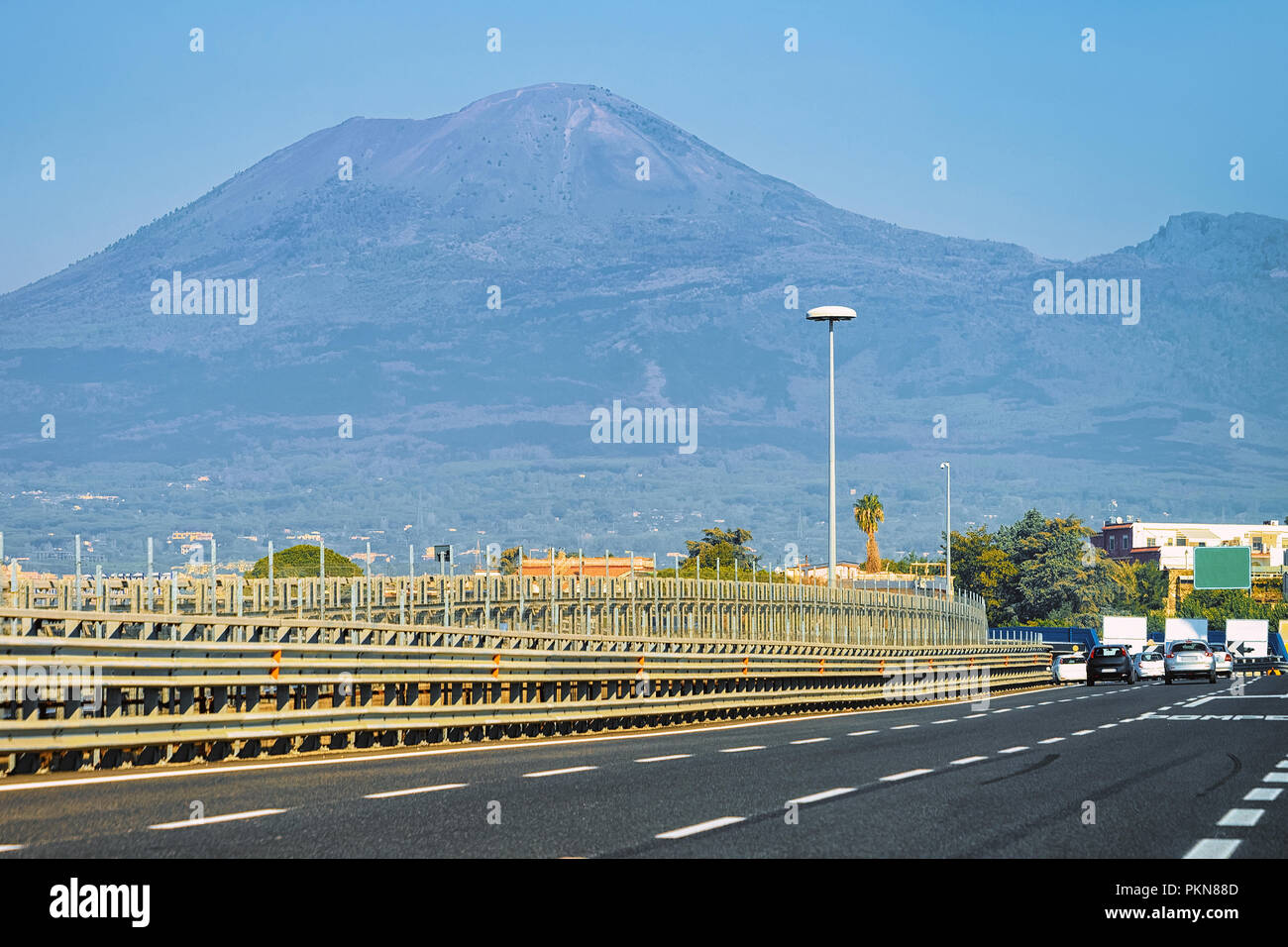 Road with Mount Vesuvius mountain in Italy Stock Photo - Alamy