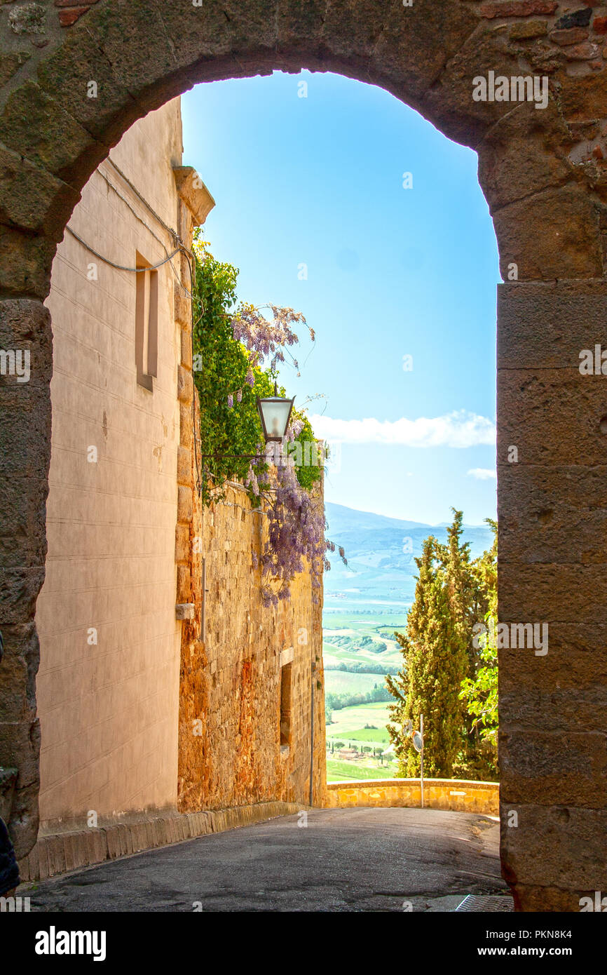 The old town of Pienza, the ideal city of Renaissance, Siena, Italy ...