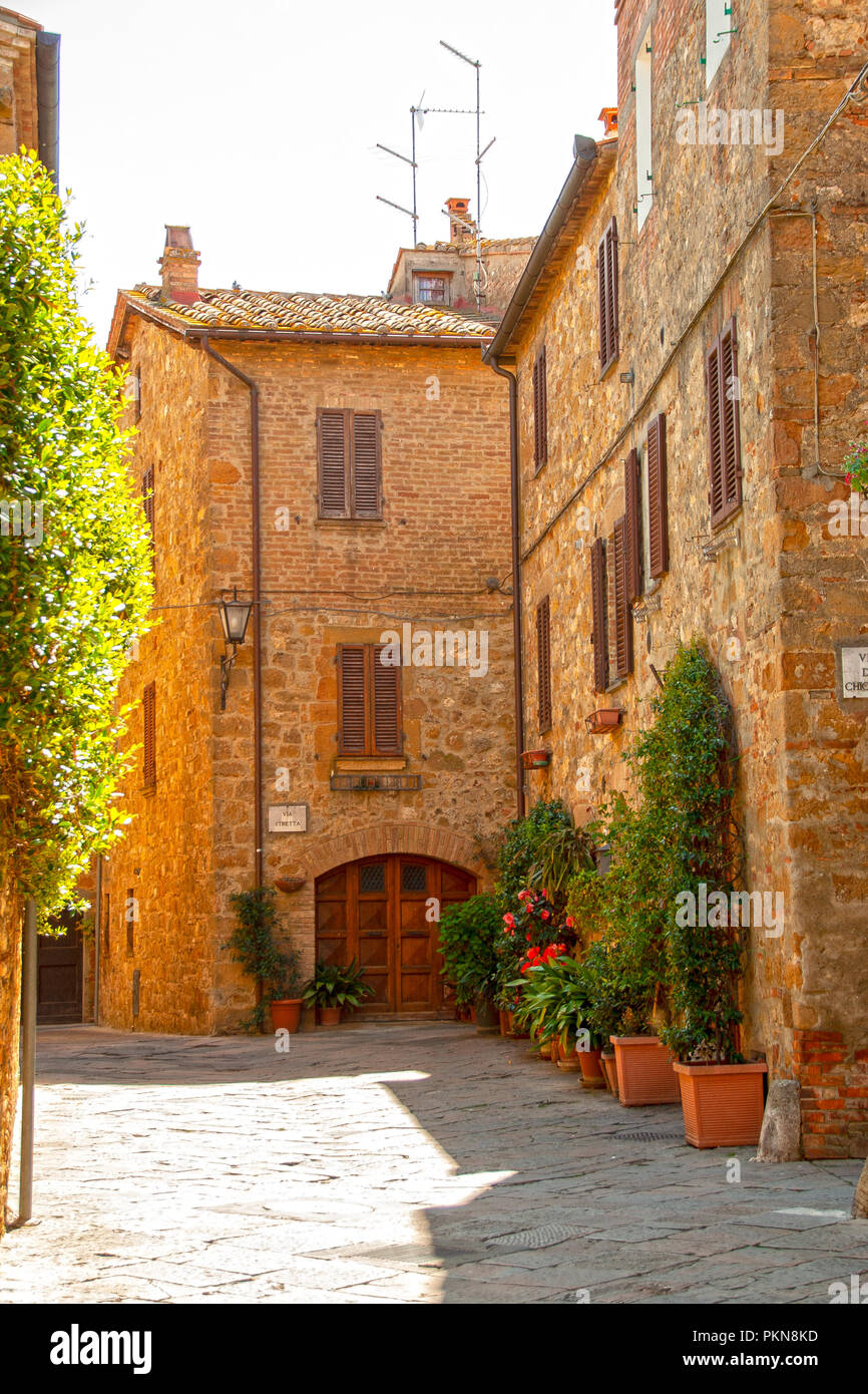 The old town of Pienza, the ideal city of Renaissance, Siena, Italy ...