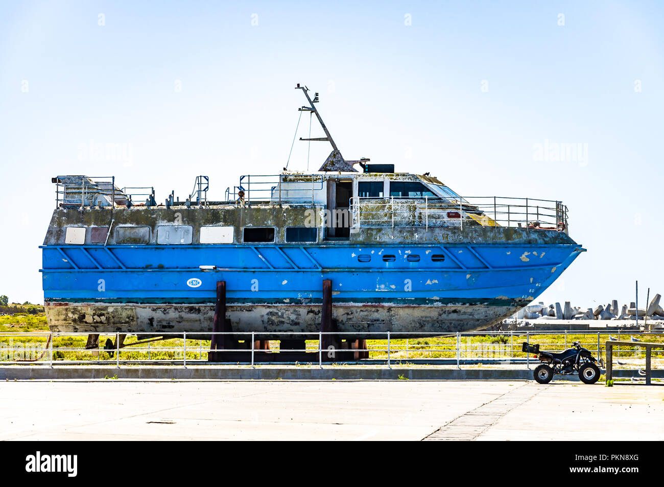 An old ferry in dry dock for repairs, Robben Island (Robbeneiland ...