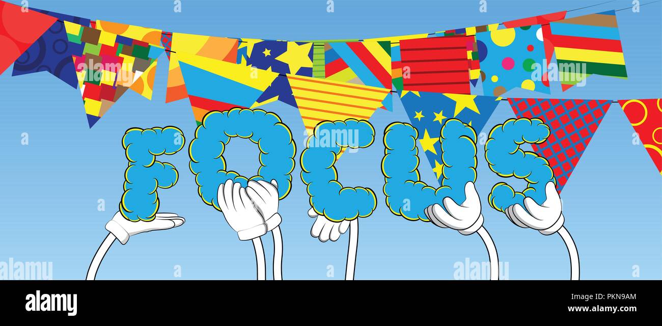 Diverse hands holding letters of the alphabet created the word Focus ...