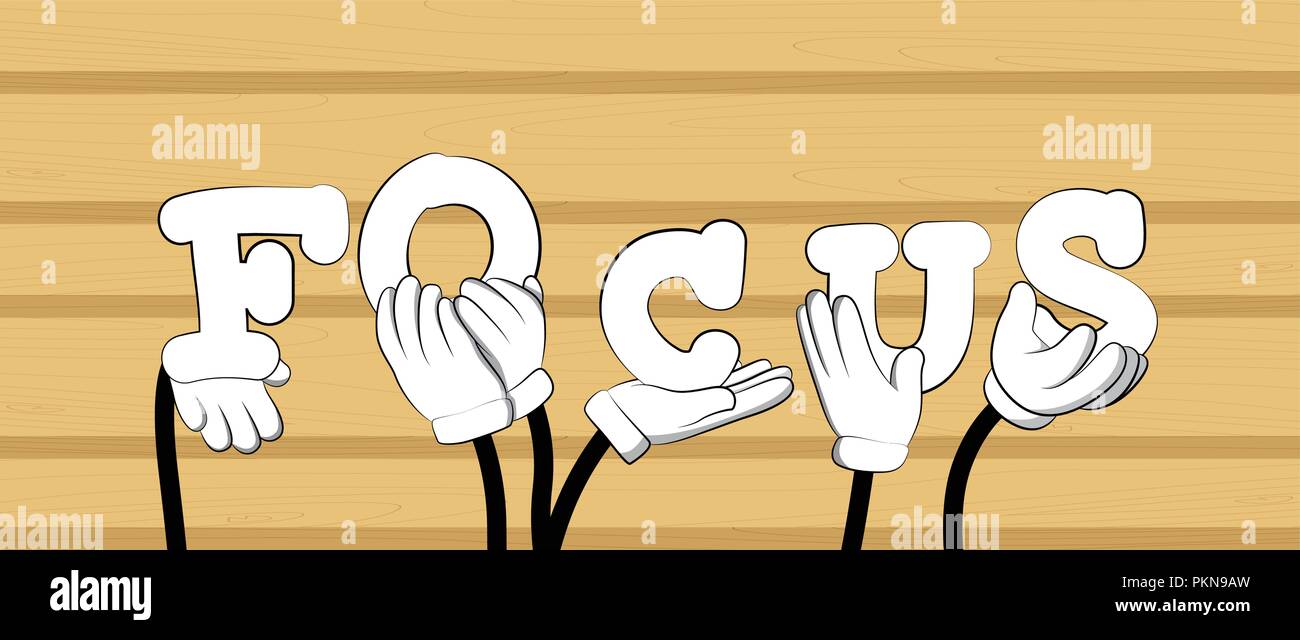 Diverse hands holding letters of the alphabet created the word Focus ...