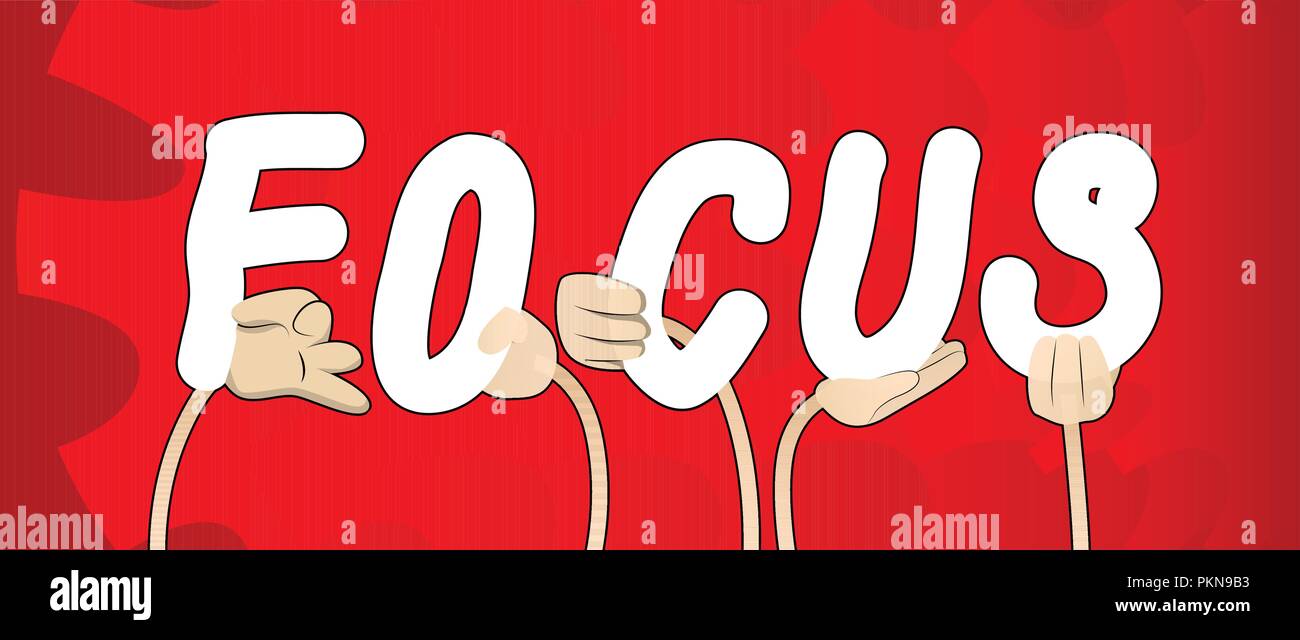 Diverse hands holding letters of the alphabet created the word Focus ...