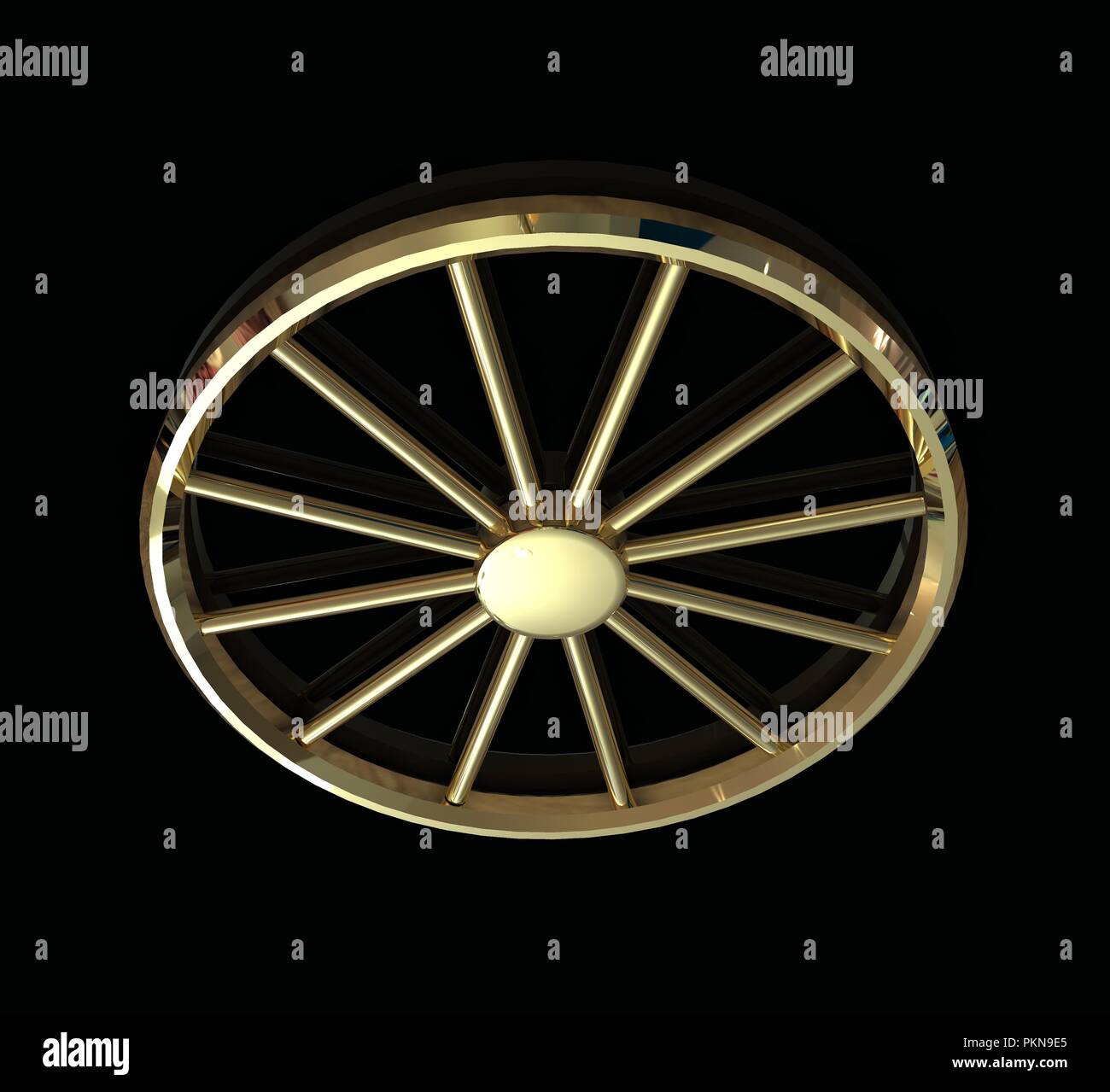 3d golden wheel Isolated on a black background Stock Photo - Alamy