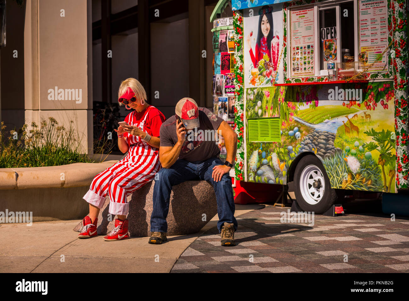University of Wisconsin football fans hanging out on Library Mall Stock ...