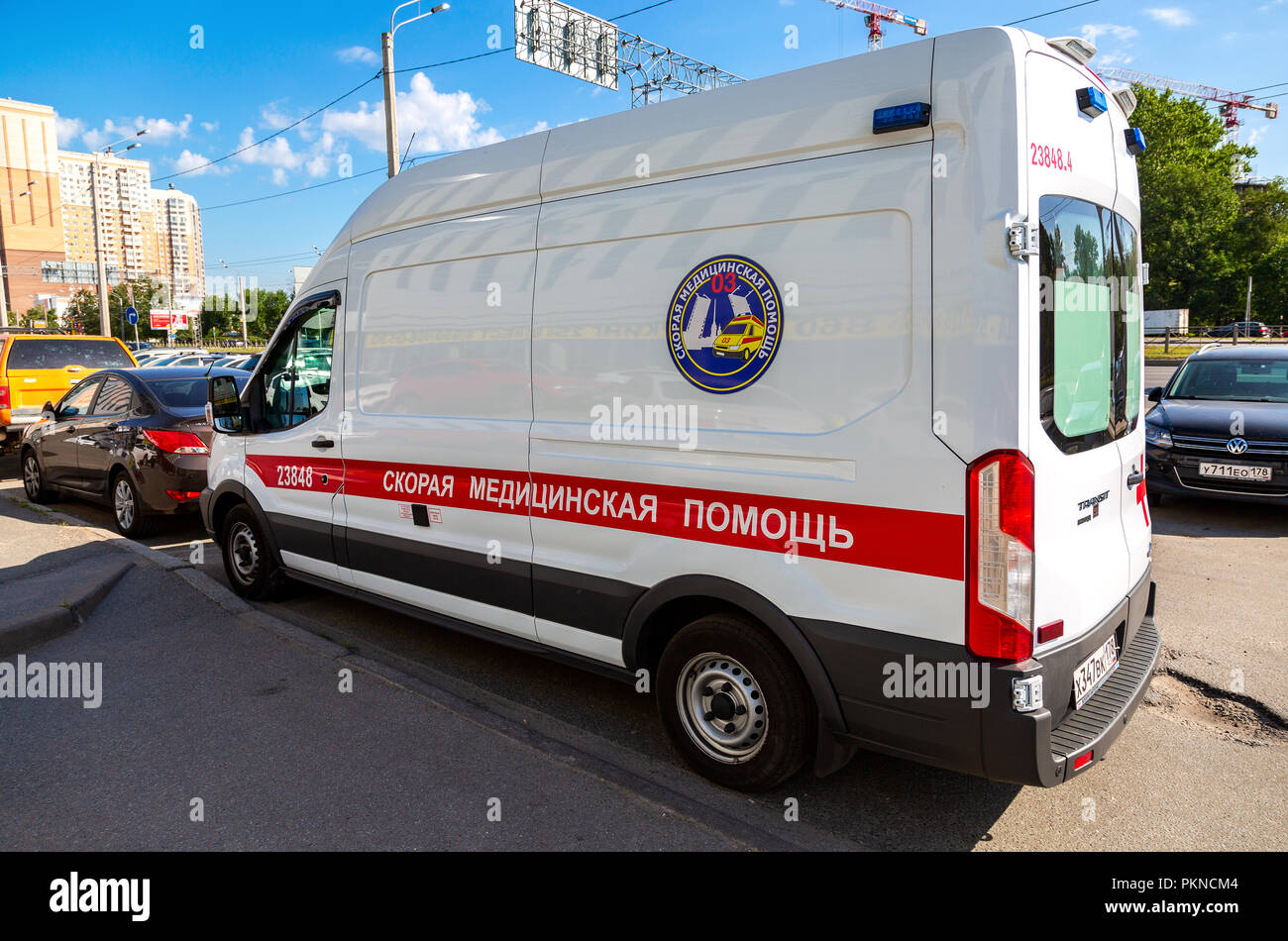 Saint Petersburg, Russia - August 10, 2018: Ambulance car parked up in ...