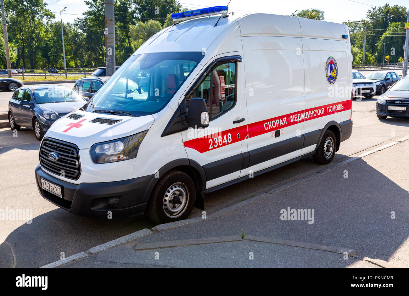 Saint Petersburg, Russia - August 10, 2018: Ambulance car parked up in ...