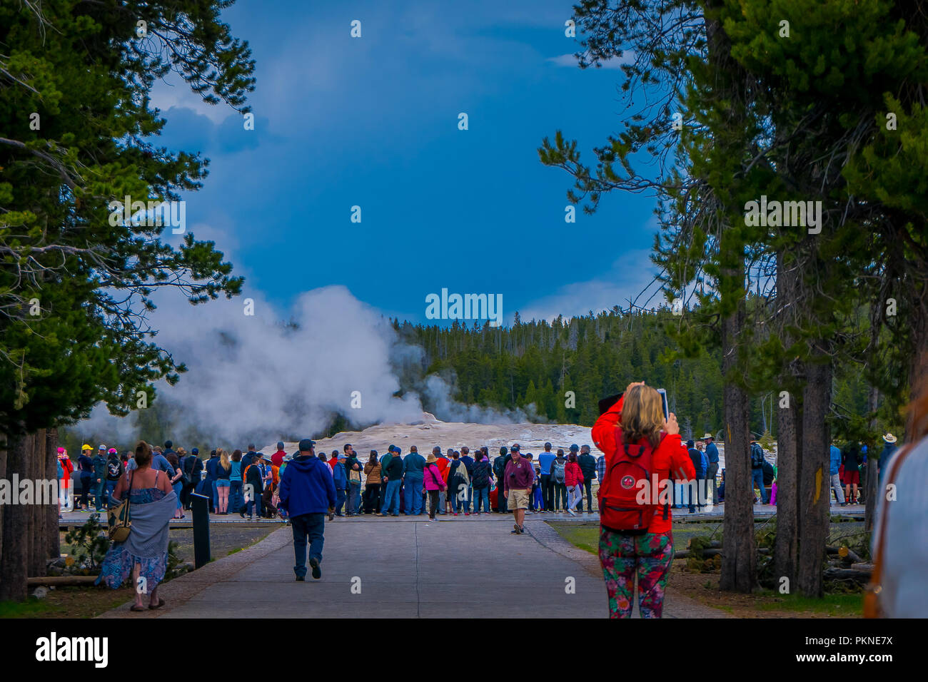 Yellowstone crowd tourists hi-res stock photography and images - Alamy