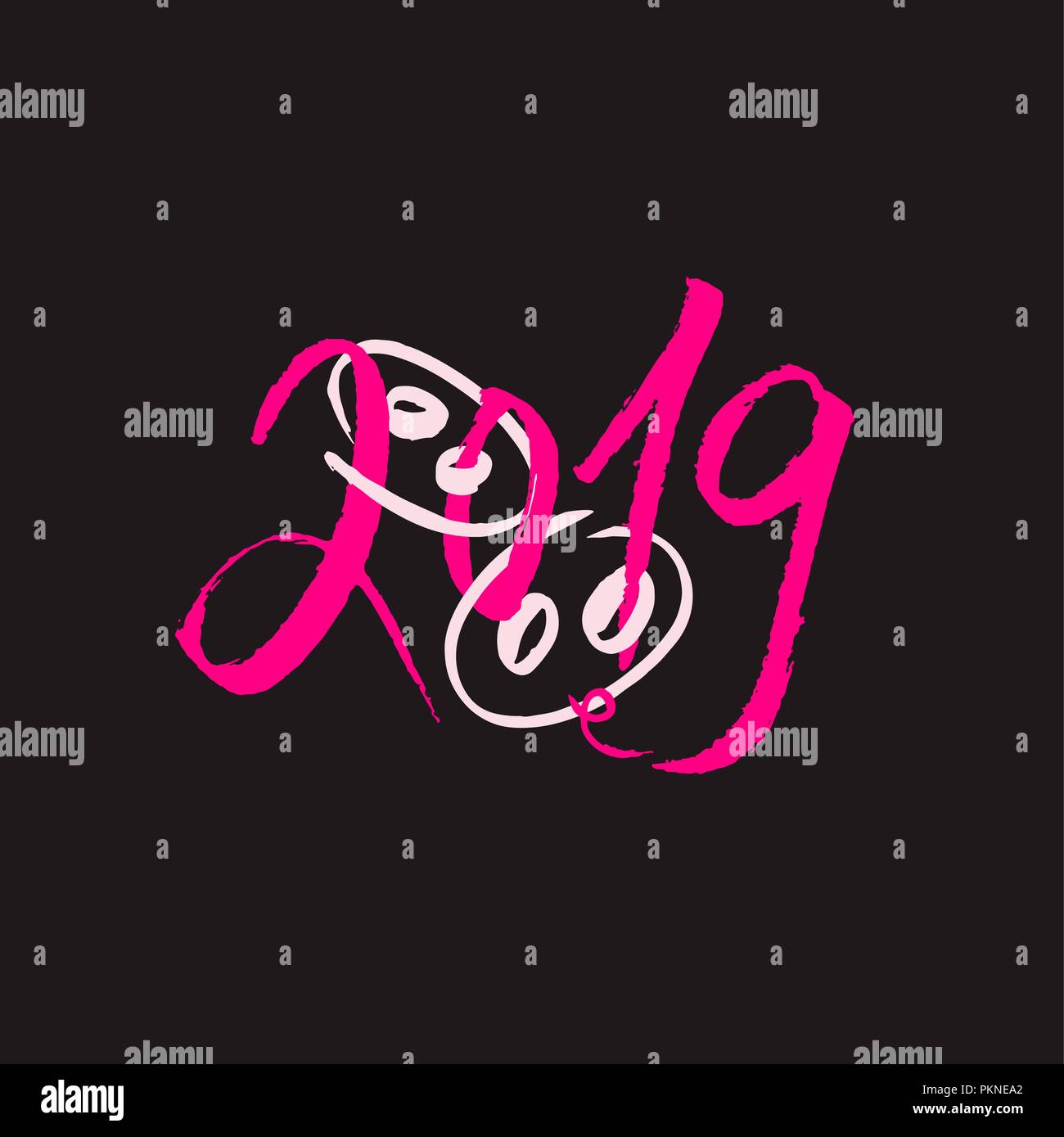Cute Pig Snout in Pink Color with New Year 2019 Lettering. Isolated ...