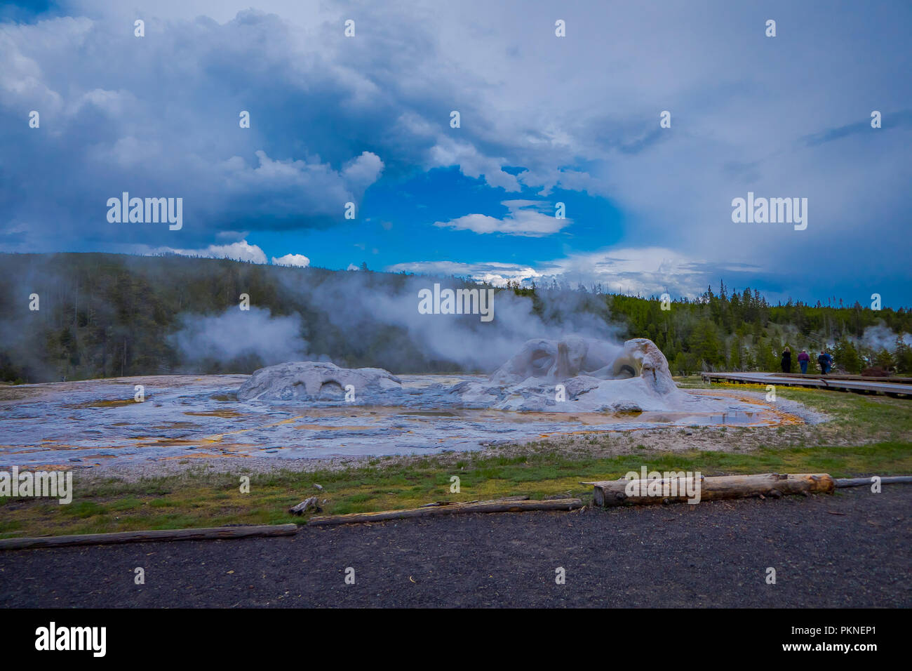 Closeup of Giant Geyser, the second tallest geyser of the world. Upper ...