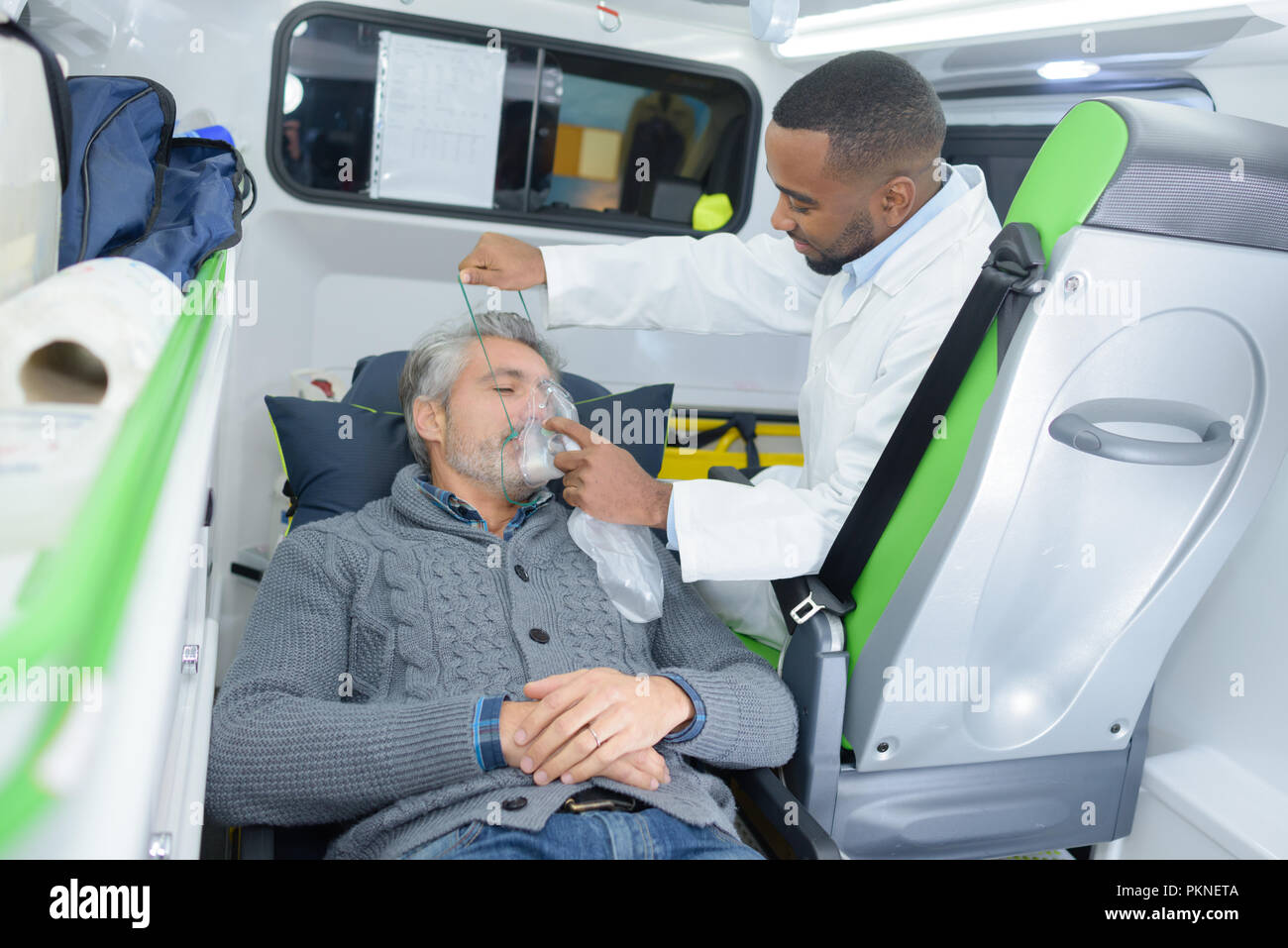 patient in the ambulance car Stock Photo - Alamy