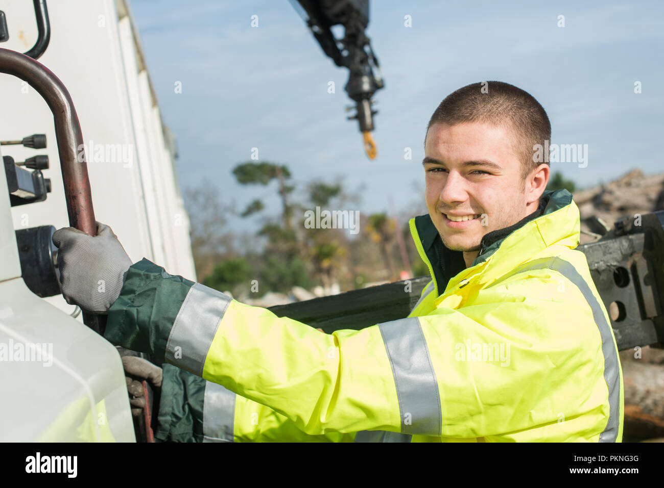 Person operating truck machine hi-res stock photography and images - Alamy