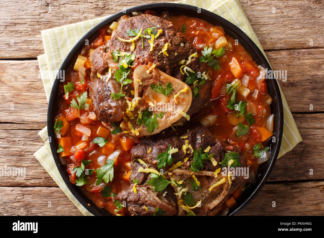 beef shank Ossobuco alla Milanese with gremolata and spicy sauce ...