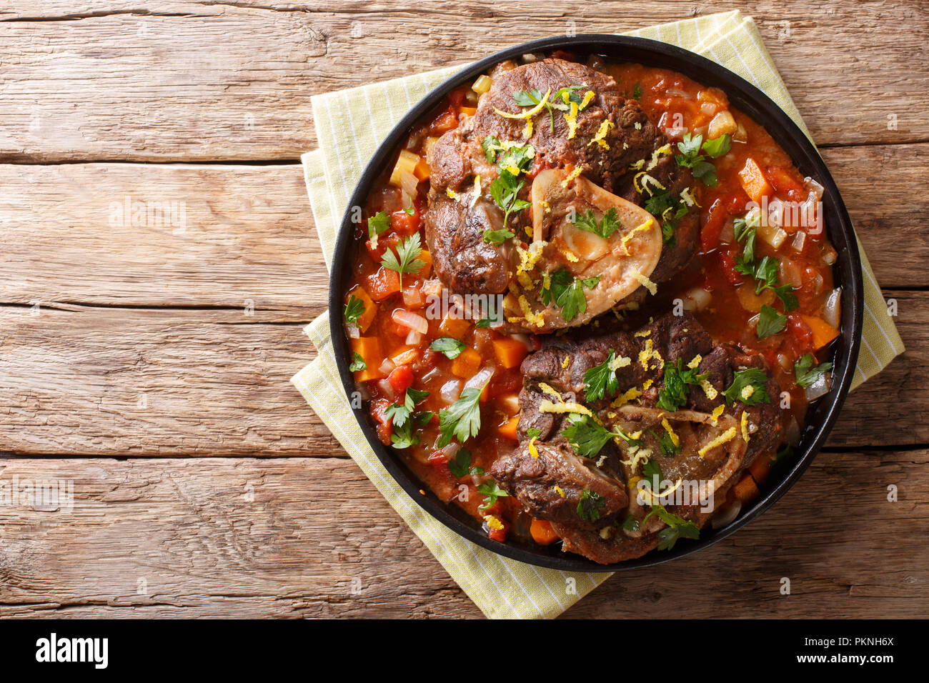 Delicious Italian veal steak Ossobuco alla Milanese with gremolata and ...