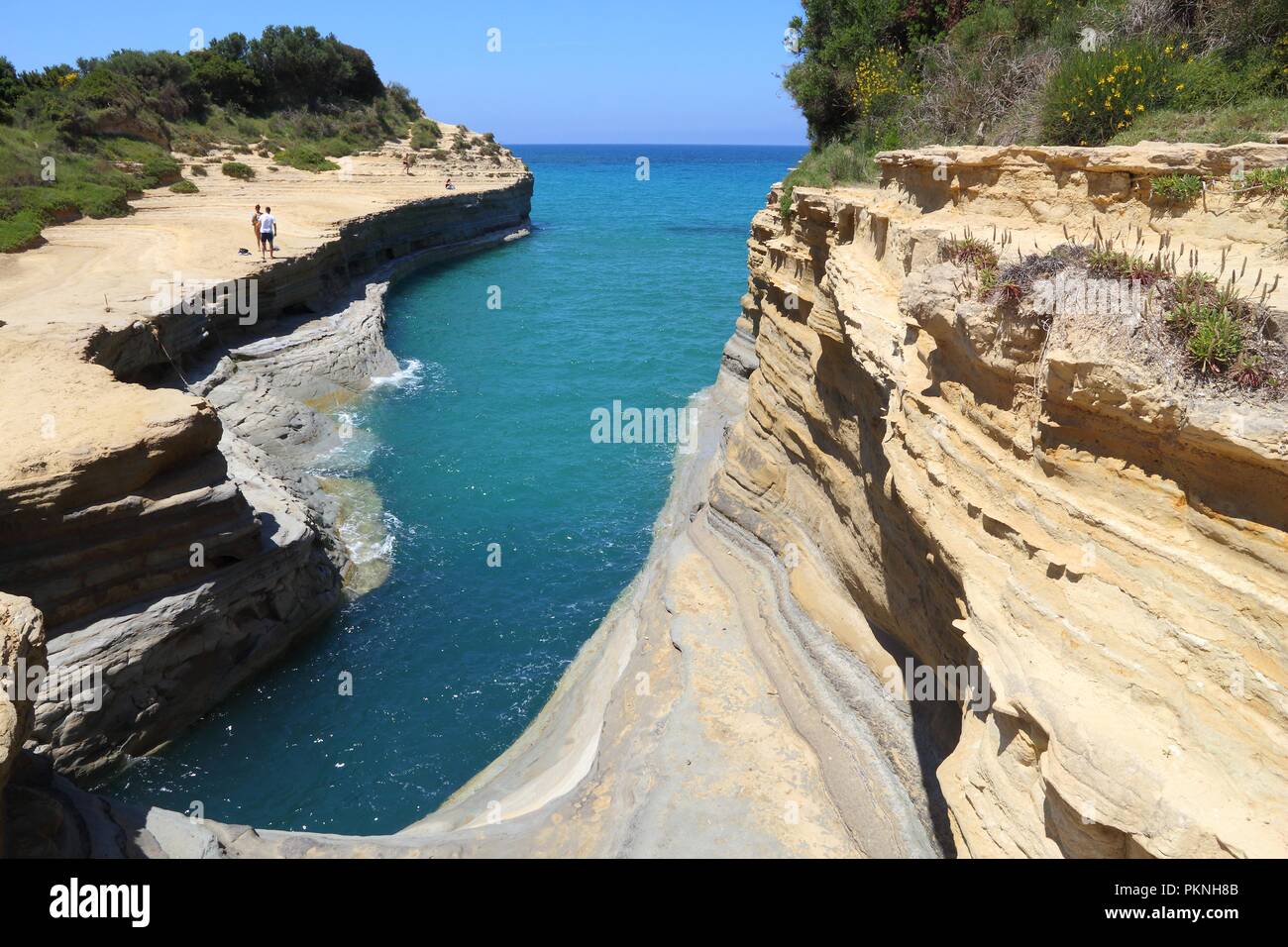Sidari on Corfu island, Greece. Canal D'Amour rock formation - Canal of ...
