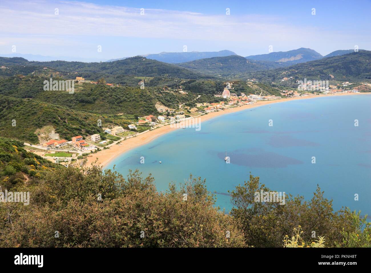 Agios Georgios Pagon Beach in Corfu island, Greece. Mediterranean ...