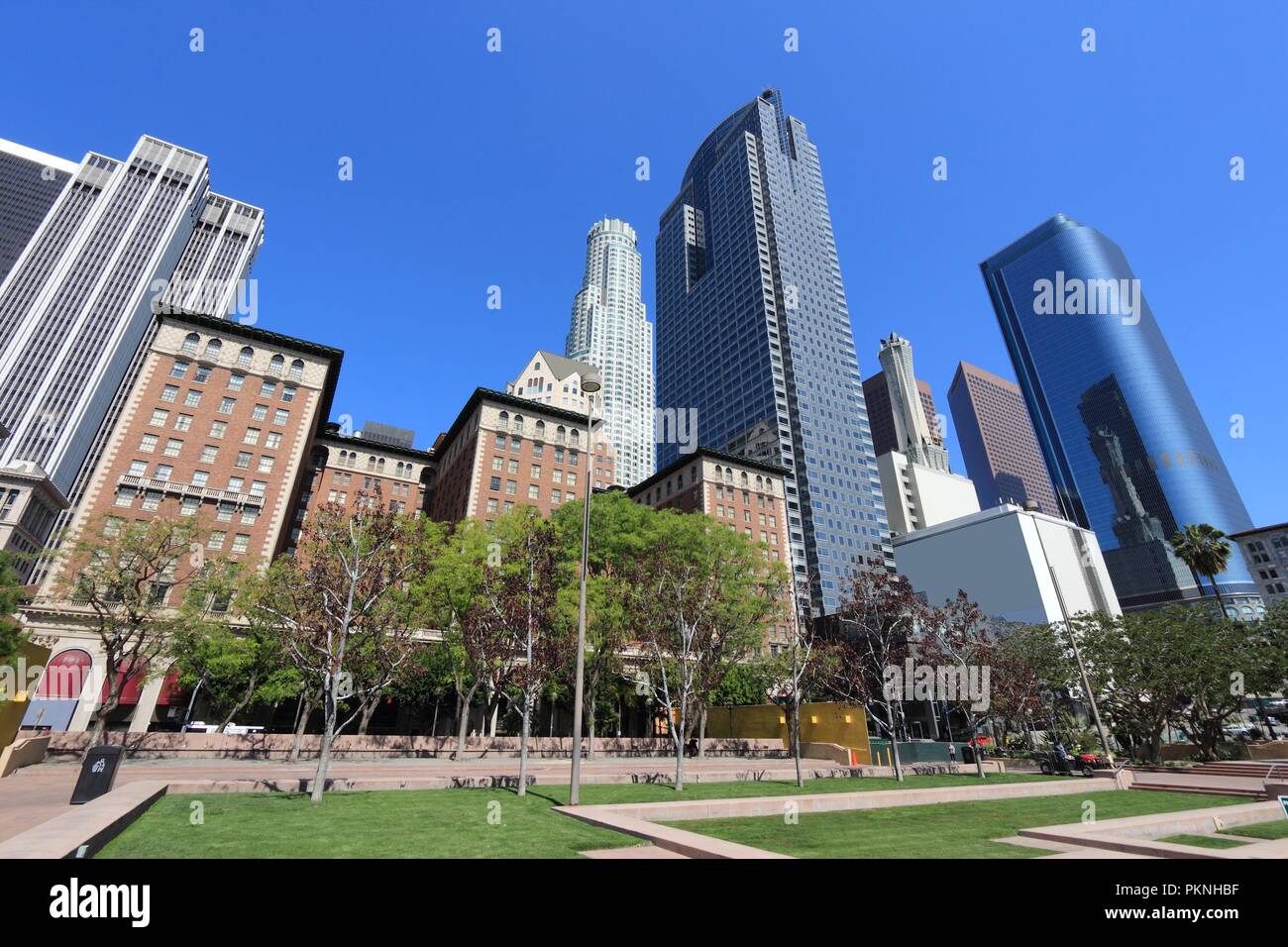 Los Angeles skyline - city from Pershing Square Stock Photo - Alamy