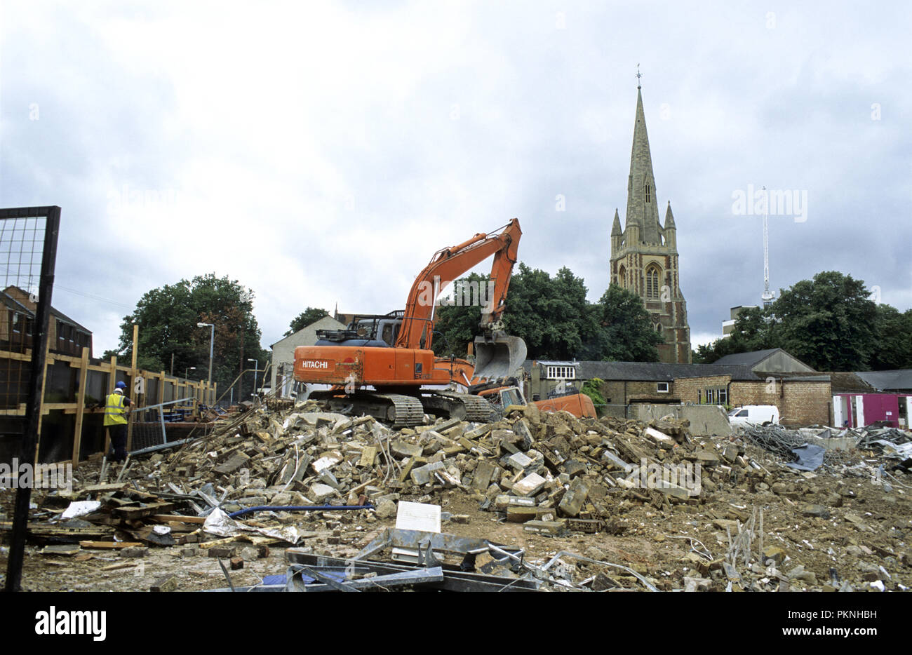 Demolition of buildings on Herschel Street in Slough, St Mary's CE ...
