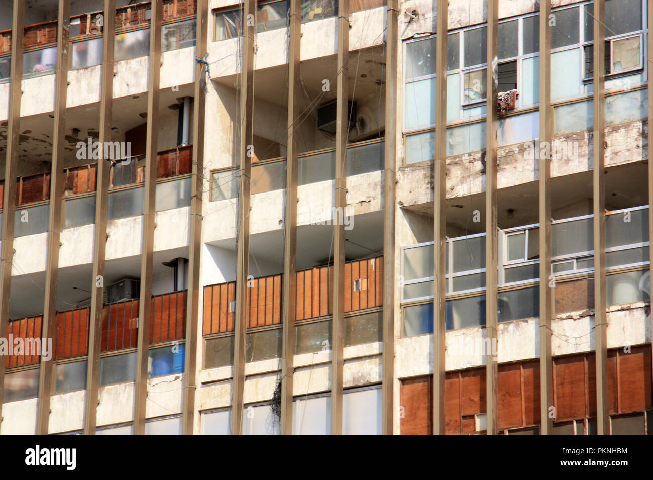 Balconies on an worker's apartment building in Jeddah, Kingdom of Saudi ...