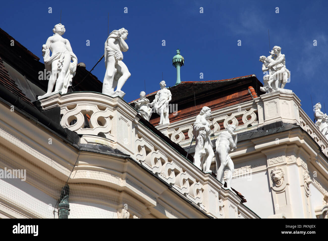 Vienna, Austria - Belvedere Palace statues. The Old Town is a UNESCO ...