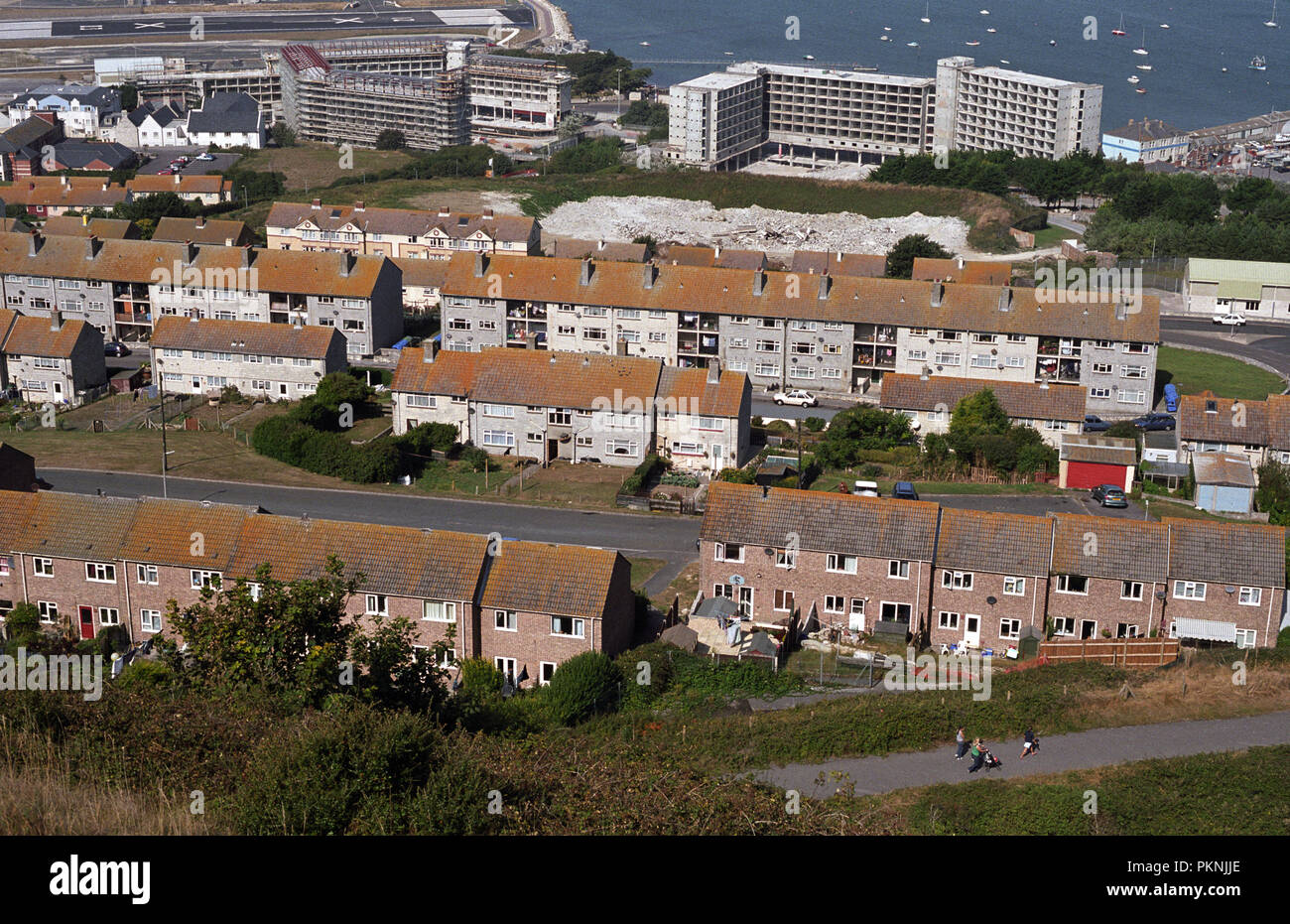 Portland Harbour and Castle Town as seen the top of the Isle of ...