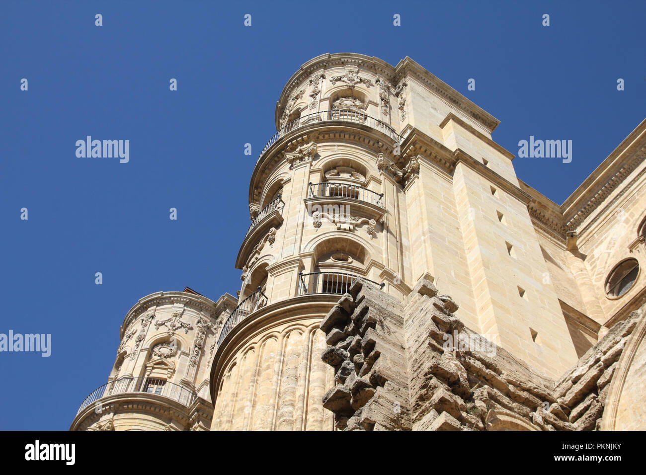 Malaga in Andalusia, Spain. Cathedral church - old religious landmark ...