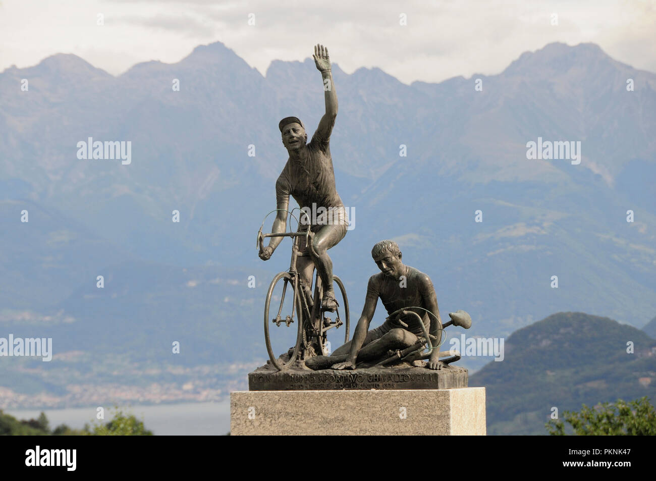 Italy, Lombardy, Lake Como, Madonna di Ghisallo, Cyclist monument Stock ...