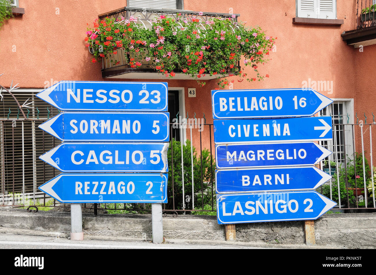 Italy, Lombardy, Lake Como, road signs Stock Photo - Alamy