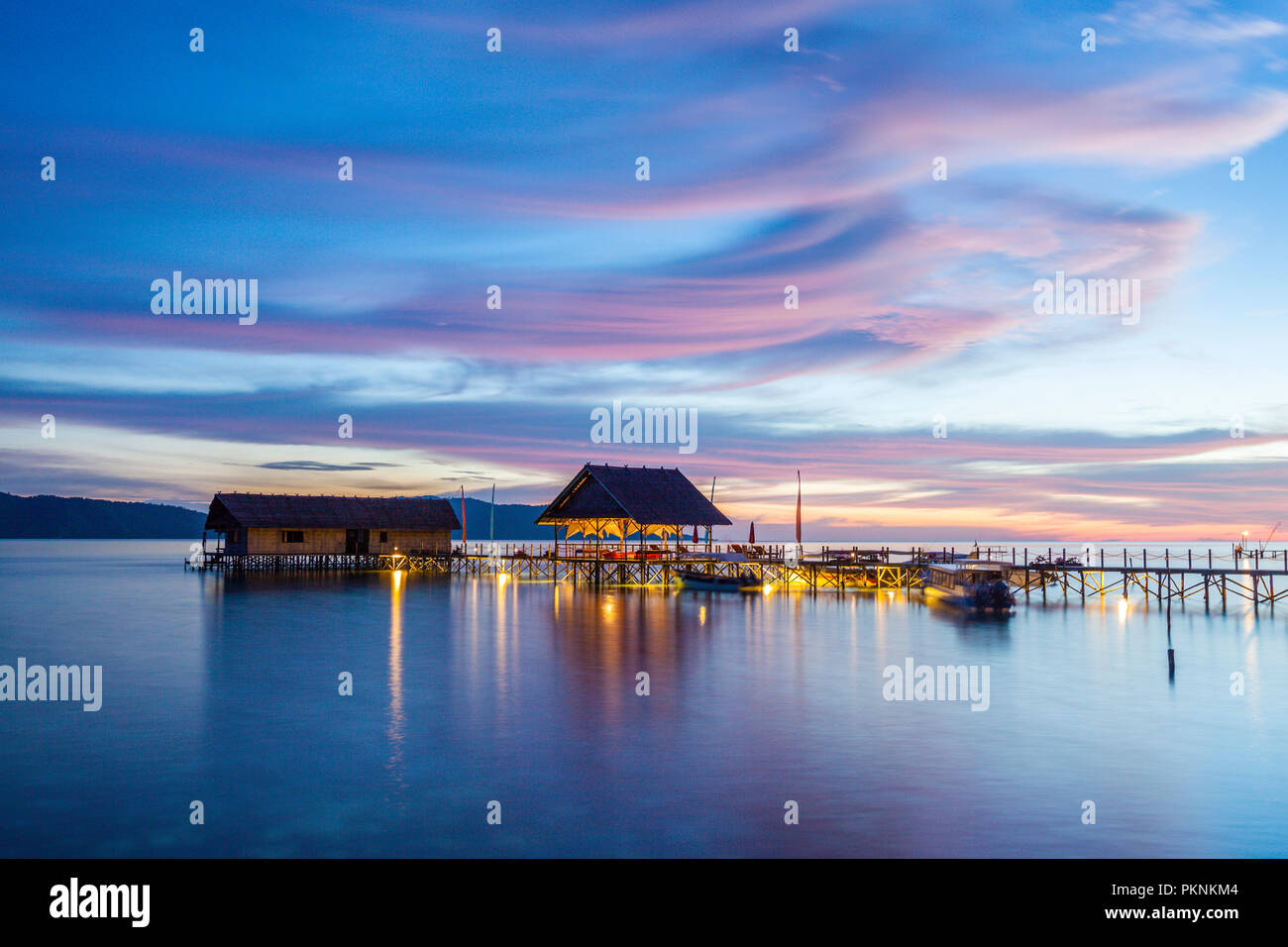 Jetty at Sunset, Raja Ampat, West Papua, Indonesia Stock Photo - Alamy