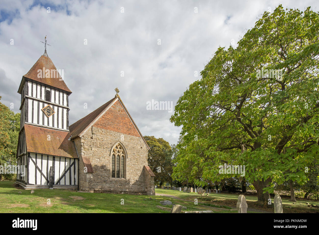 The timber-framed Church of St Peter at Pirton, Worcestershire, England ...