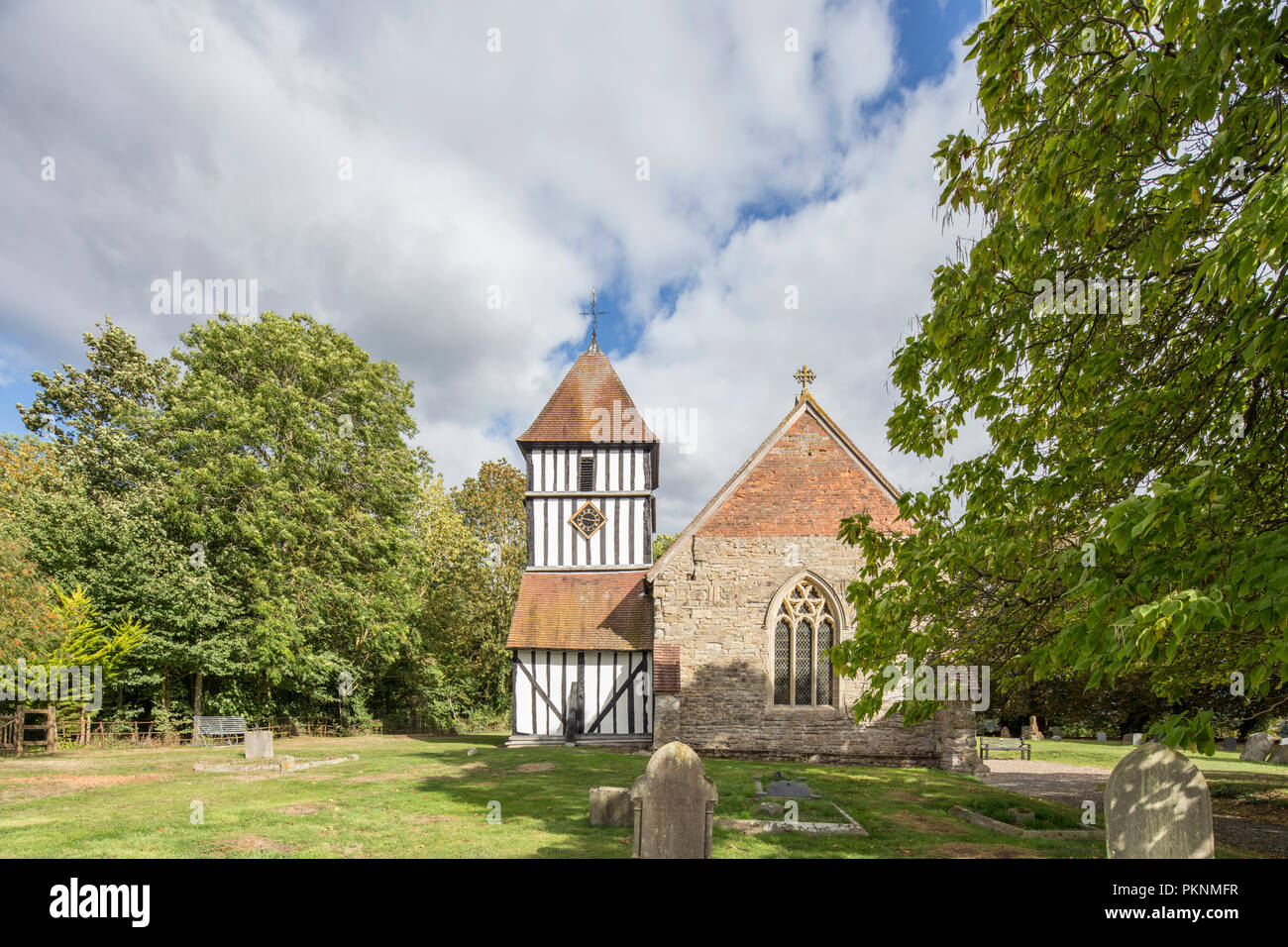 The timber-framed Church of St Peter at Pirton, Worcestershire, England ...