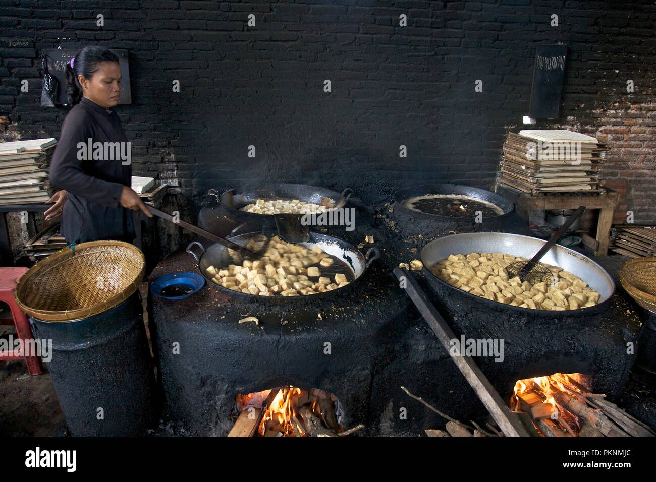 Inside tofu factory, Java, Indonesia Stock Photo - Alamy
