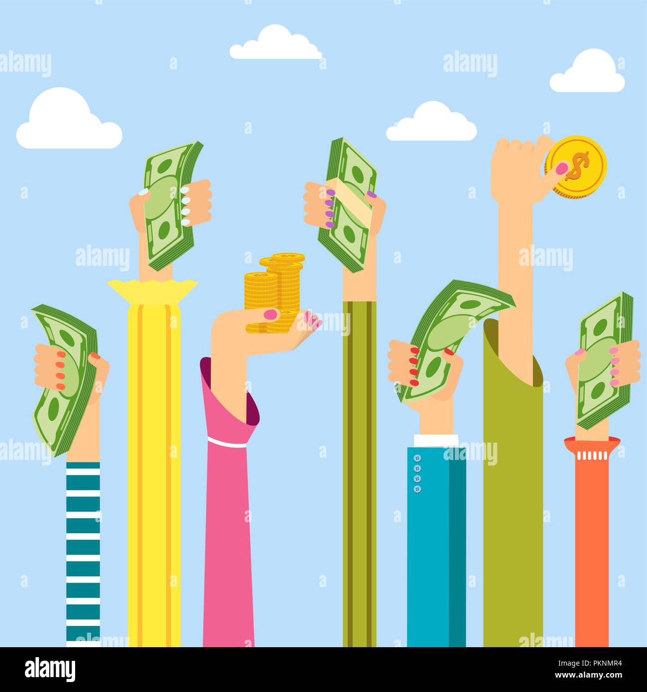 Woman hand holding money. Symbol of wealth, success and good luck Stock ...